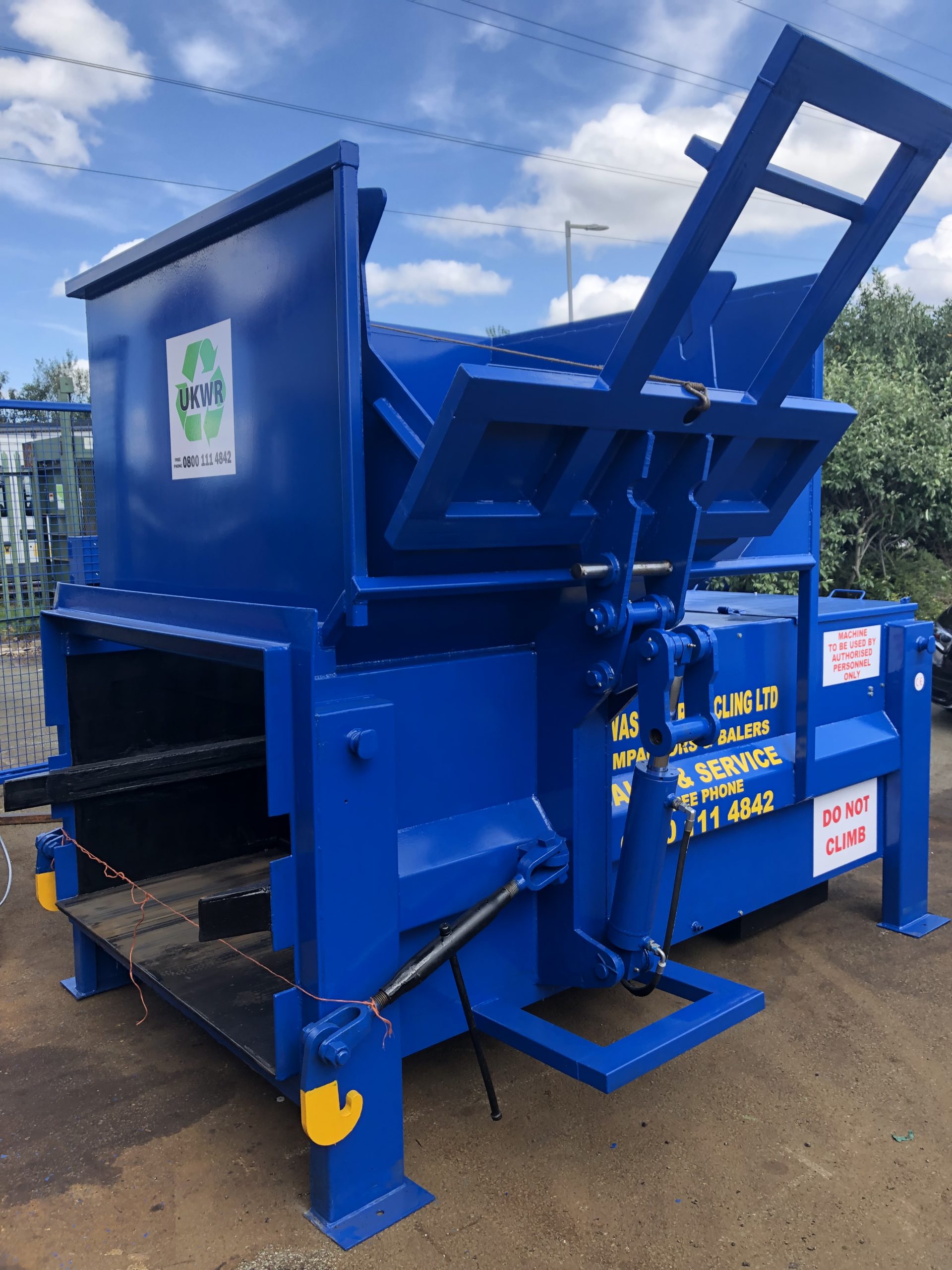 UKWR Static Waste Compactor c/w Bin Loader & Cage - UK Waste & Recycling